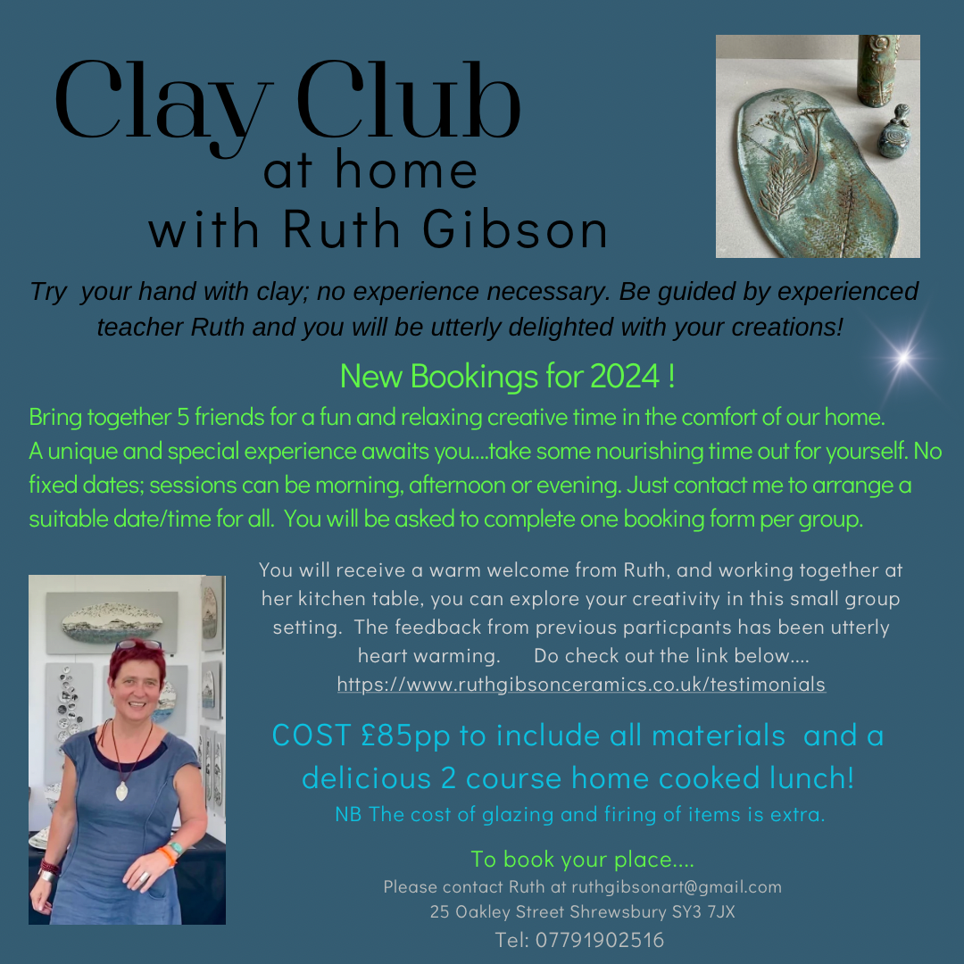 Clay Club at home with Ruth Gibson - Events | Ruth Gibson Ceramics